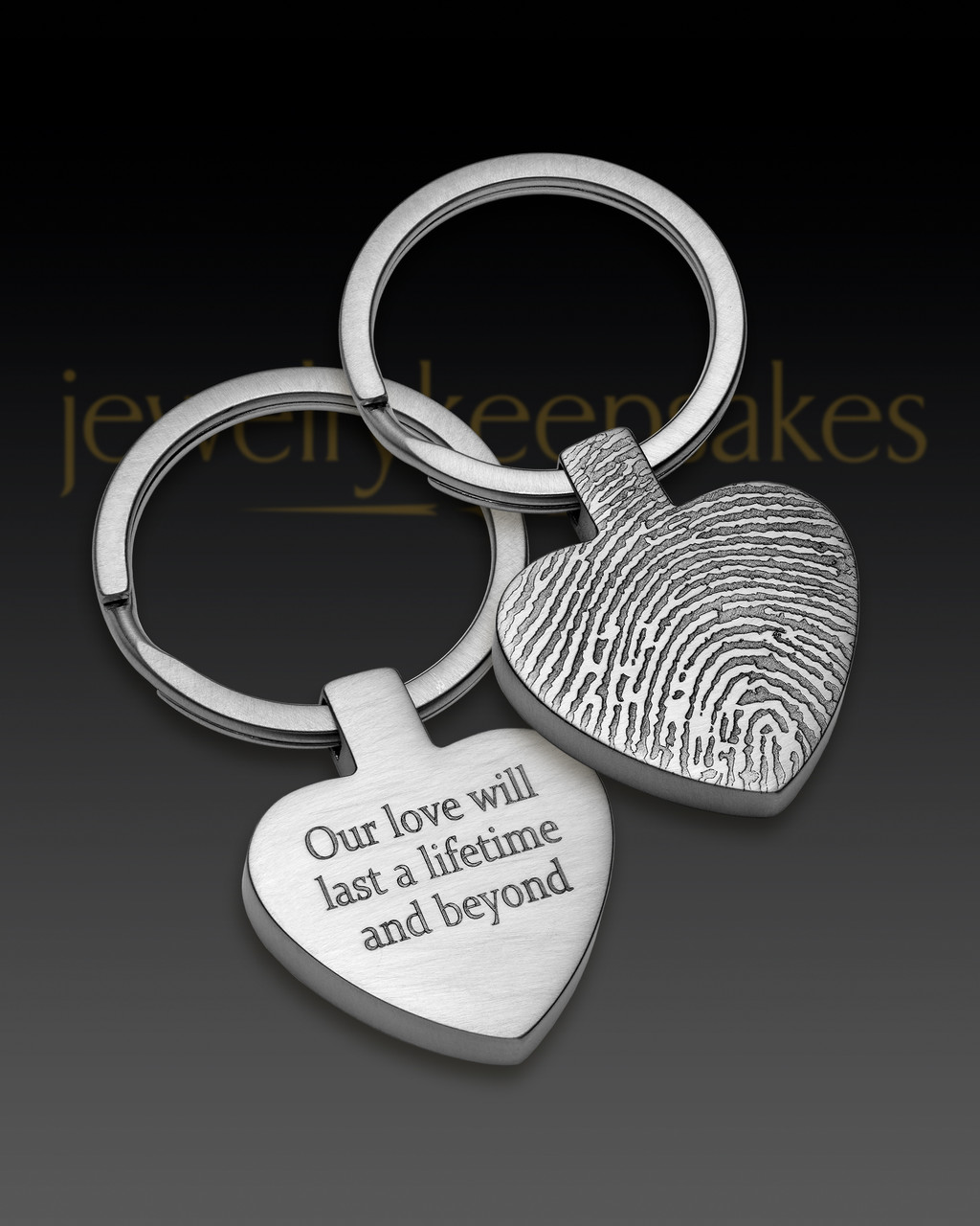 Brushed Stainless Steel Tender Heart Thumbprint Keychain, Thumbprint ...