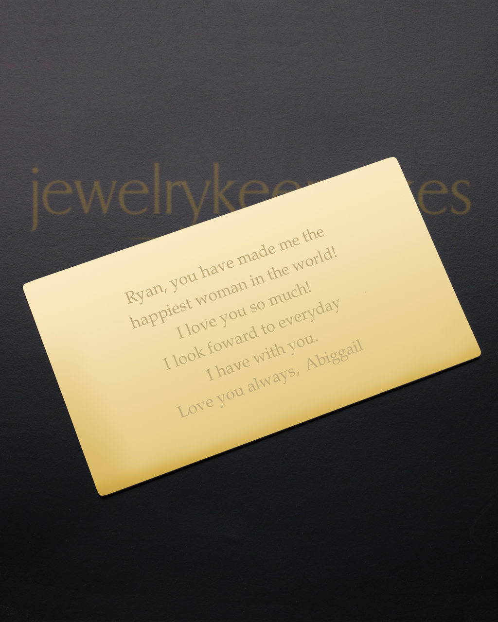 Gold devotion photo engraved card for a wallet for men and women