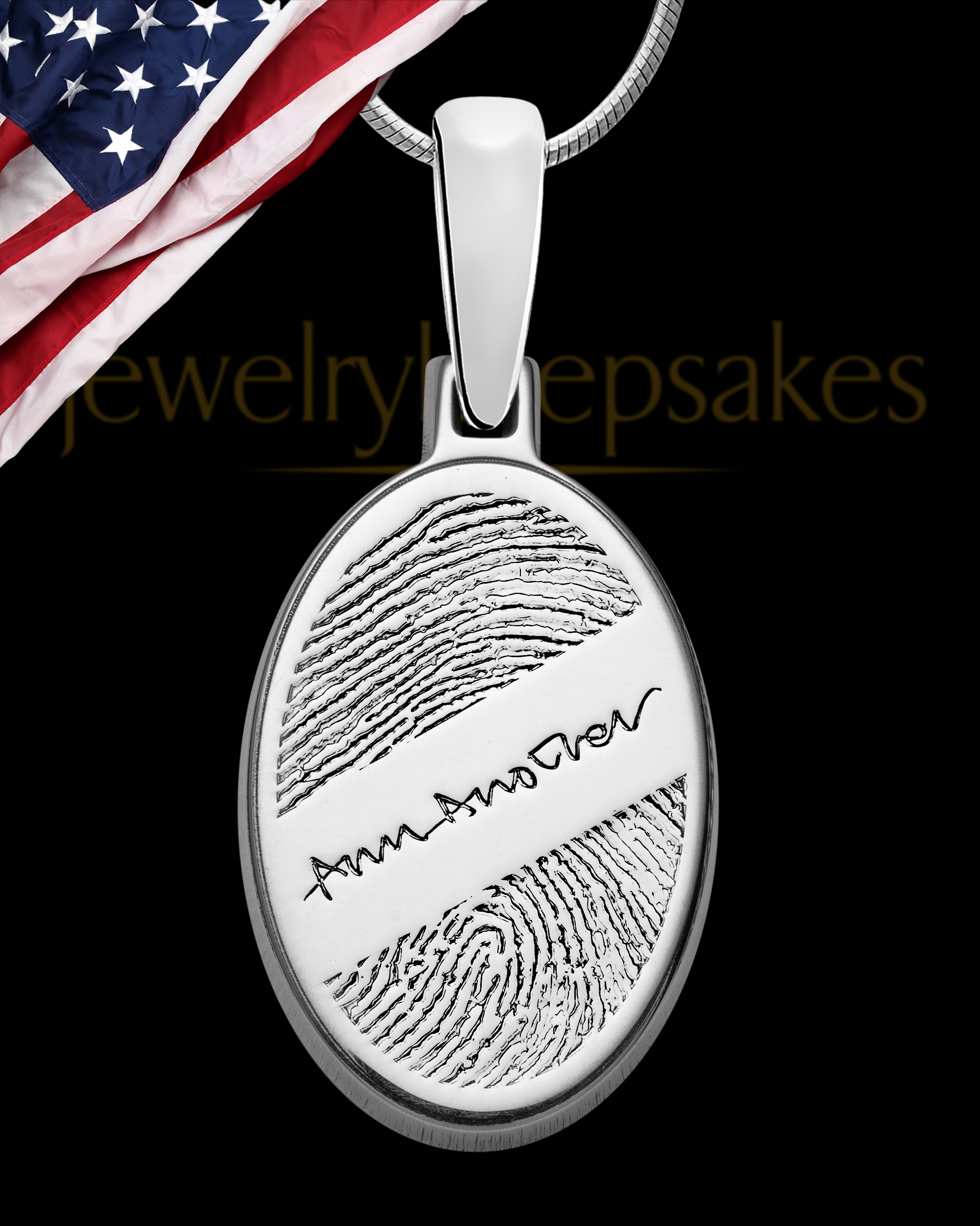 Sterling Silver Signature Oval Thumbprint Pendant, Silver Thumbprint ...