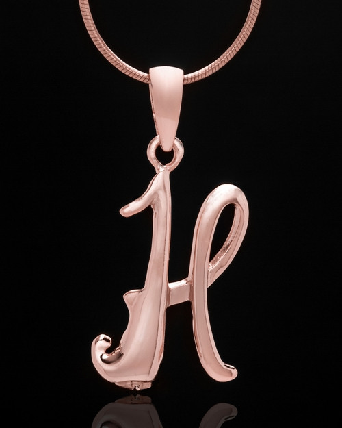 rose gold H keepsake jewelry and H initial urn pendants