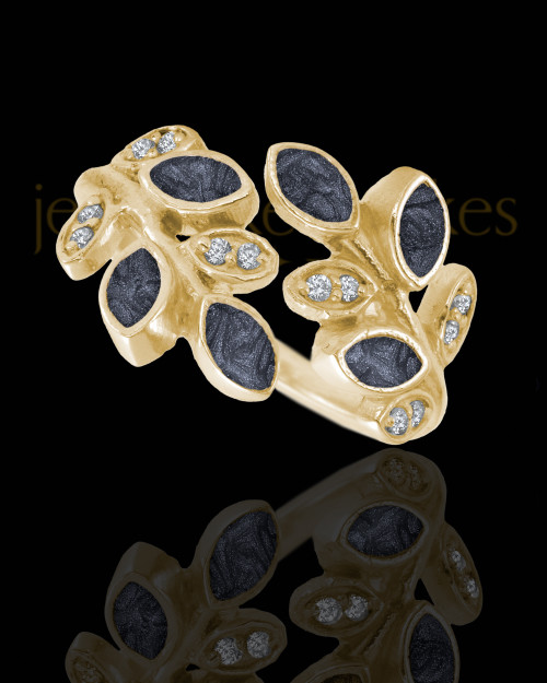 Solid 14K Gold Ladies Felicity with Graphite Ash Ring, Jewelry Made ...