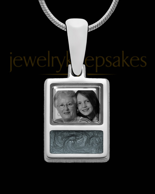 Sterling Silver Photo Rectangle with Graphite Ash Jewelry