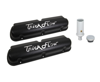 Trick Flow Cast Aluminum Valve Cover Kit 86-95 5.0L Short Design, Black ...