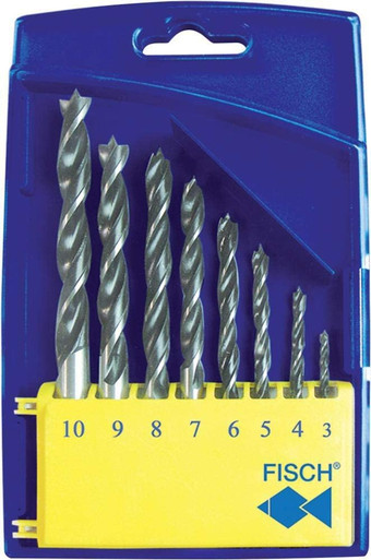 Fisch 01200008K Standard Wood Twist Drill Set in Plastic Box, 0 V ...