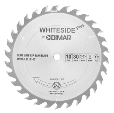 Whiteside Dimar Glue Line Rip Saw Woodworking Table Saw Blade 10"OD ...