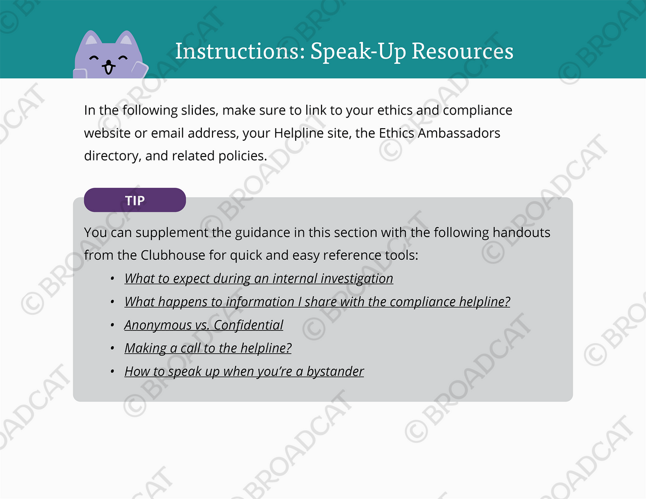 Ethics Ambassadors Onboarding - Broadcat