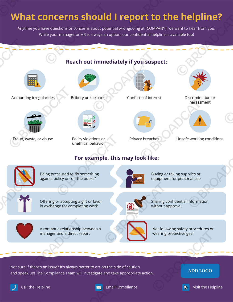 What concerns should I report to the helpline? - Broadcat