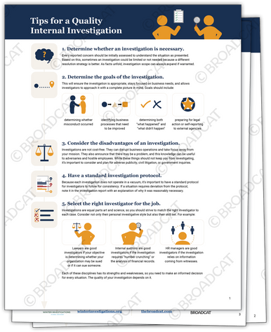 Tips for a quality investigation - Broadcat