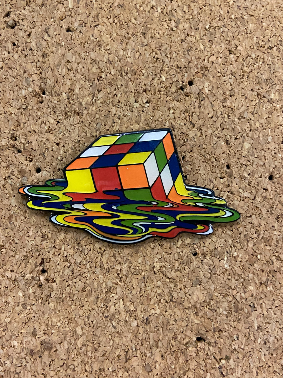 Mostly-Melted Rubik's Cube Pin