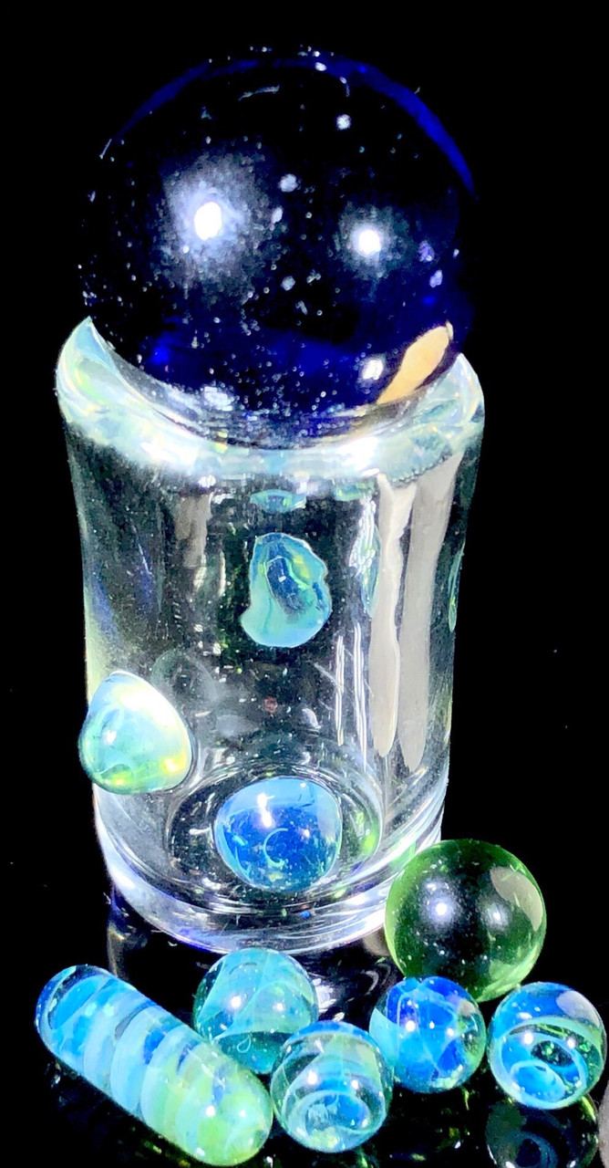 Silver Fume Terp Slurper Set Topper, Valve, Pillar and Marbles