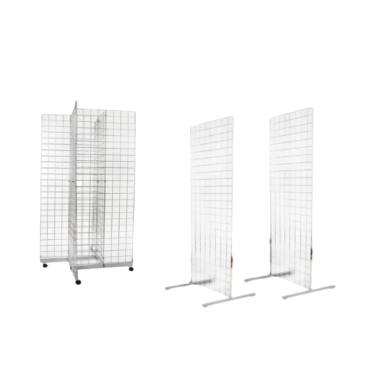 4 Sided & Double Sided Gridwall Display's | 24"W x 54"H | Chrome