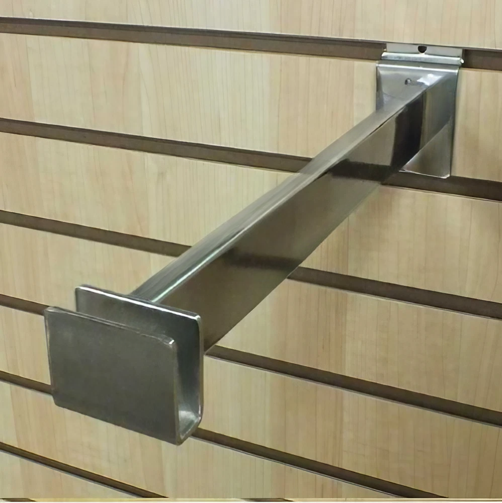 12" Slatwall Hangrail Bracket For Rectangular Tubing | Chrome