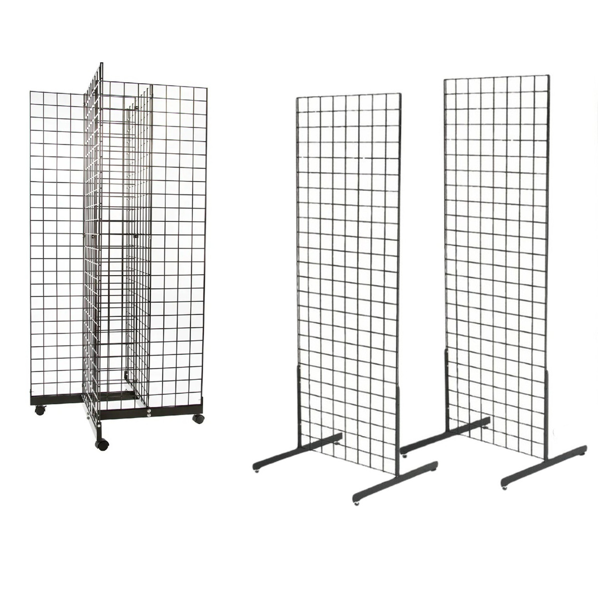 4 Sided & Double Sided Gridwall Display's | 24"W x 72"H | Black
