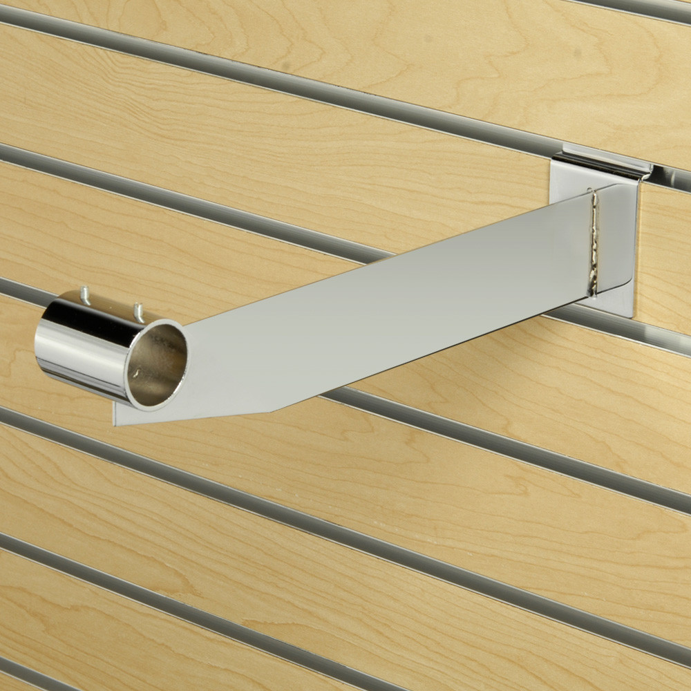 12" L Slatwall Hangrail Bracket For 1" Round Tubing | Chrome