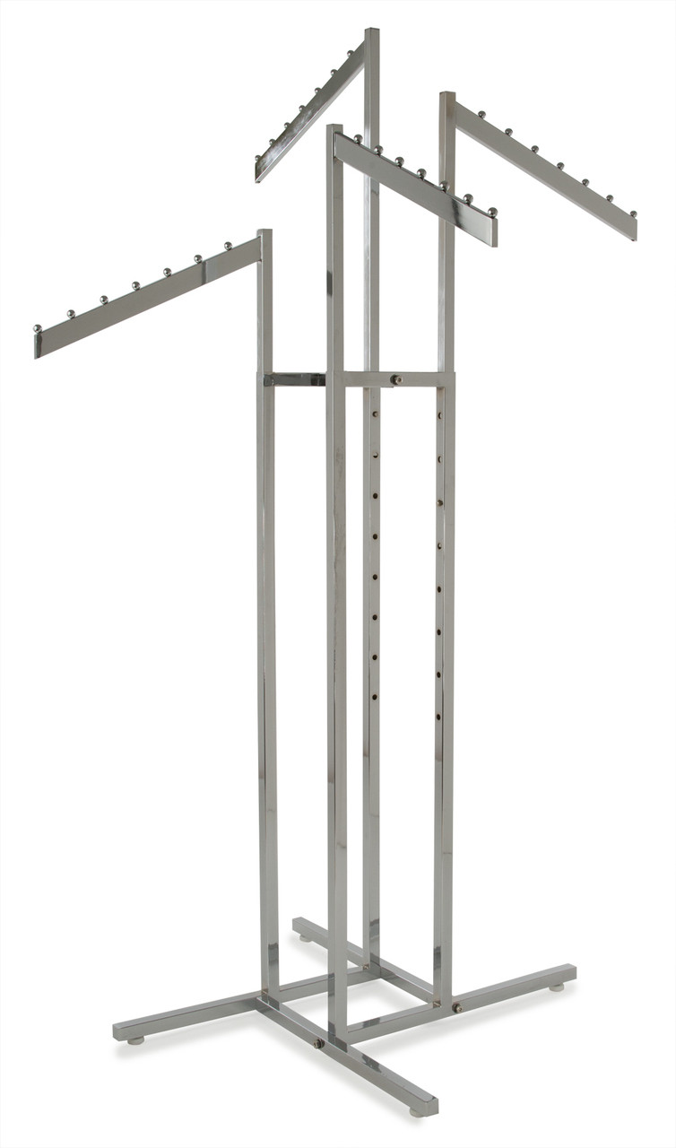 4 Way Garment Rack With (4) 16 L Straight Display Arms | Texture Black