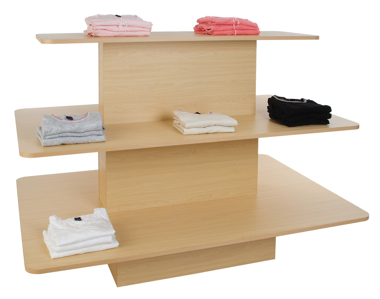 3 Tier Rectangular Wood Retail Display Table | Product Display Solutions