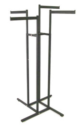 4 Way Garment Rack With (4) 16 L Straight Display Arms | Texture Black