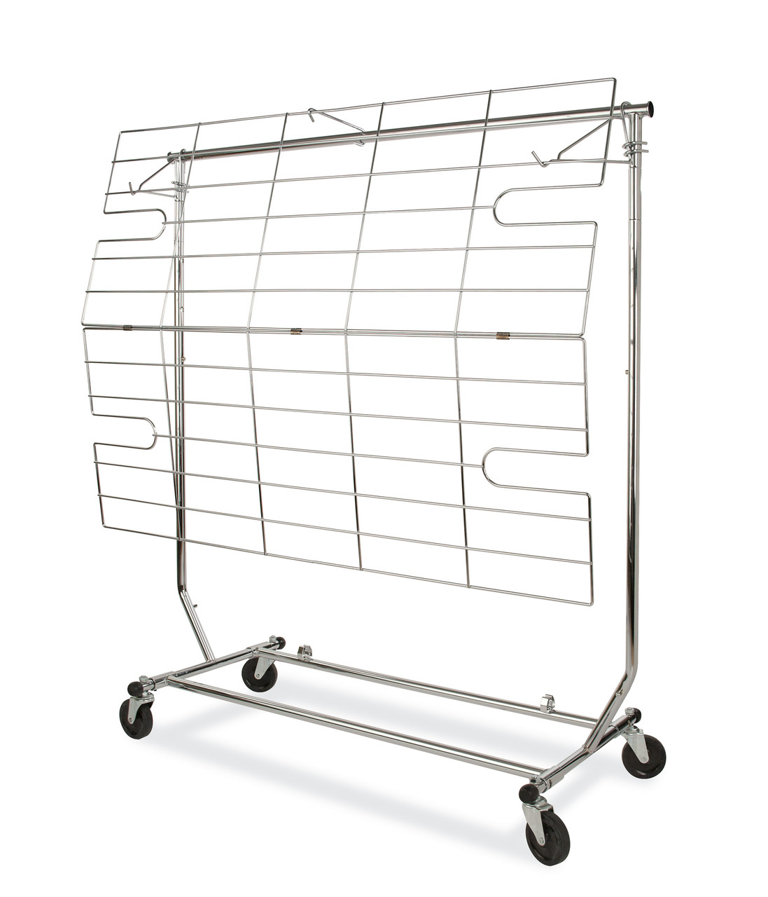 Single Rail Folding Rolling Clothing Rack | Product Display Solutions