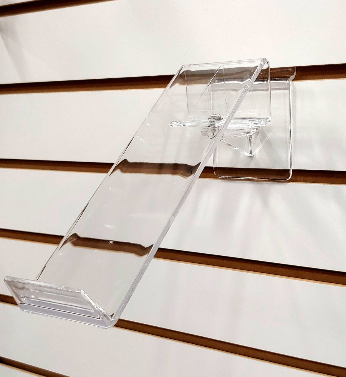 Slatwall Acrylic Swivel Shoe Display Shelf | Toe Hold