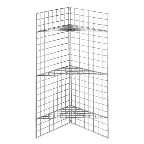 Triangular Corner Shelf For Grid Panels | Chrome