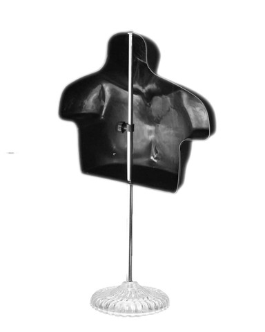 Male Upper Torso Hanging Display Form with Base | Black