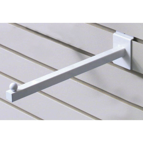 12" Long Square Tubbing Display Arm For Slatwall | White