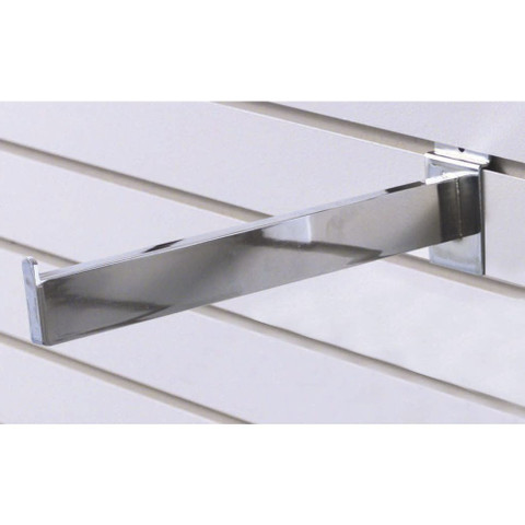 12" Long Rectangular Tubing Display Arm For Slatwall | Chrome