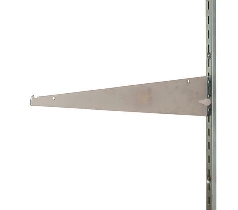 14" L Shelf Bracket with Stabilizer for Slotted Standards - Chrome