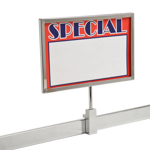 7"H x 11"W Sign Holder for Clothing Racks with 3"Long Swedge Stem