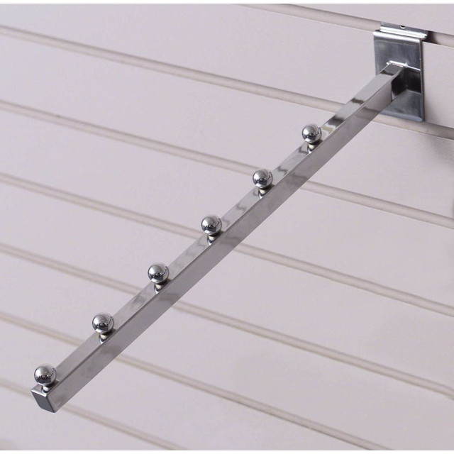Slanted Display Arm With 6 Retaining Studs For Slatwall | Chrome