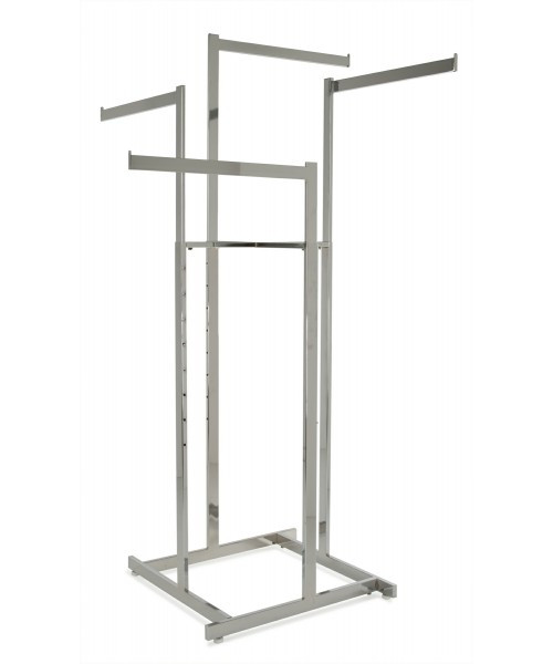 4 Way Garment Rack With (4) 16 L Straight Display Arms | Texture Black