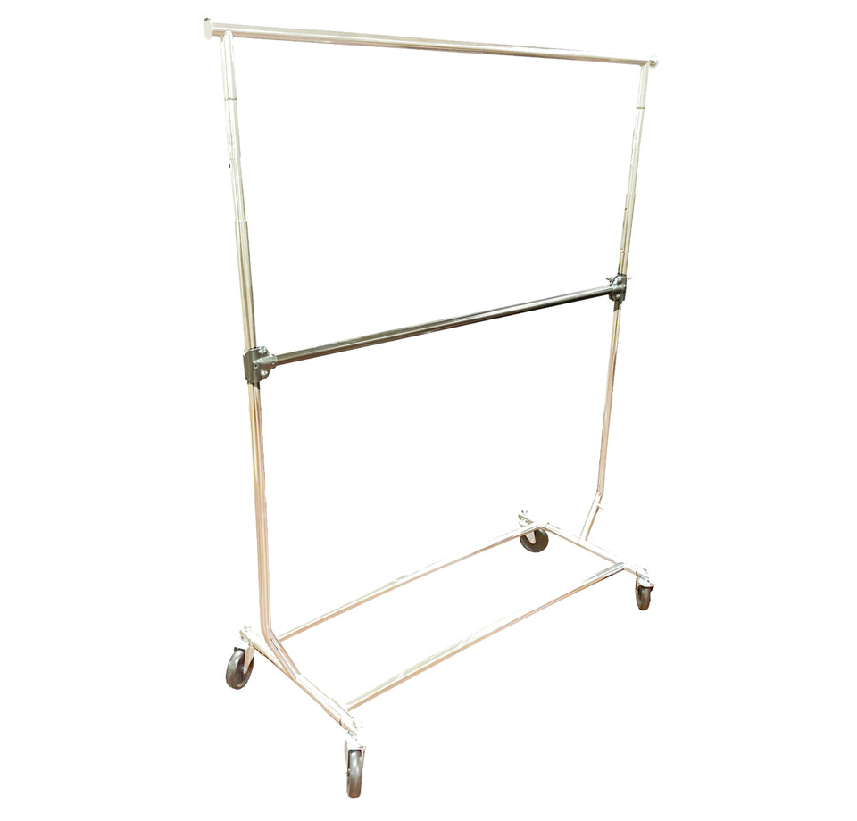 Single Rail Folding Rolling Clothing Rack | Product Display Solutions
