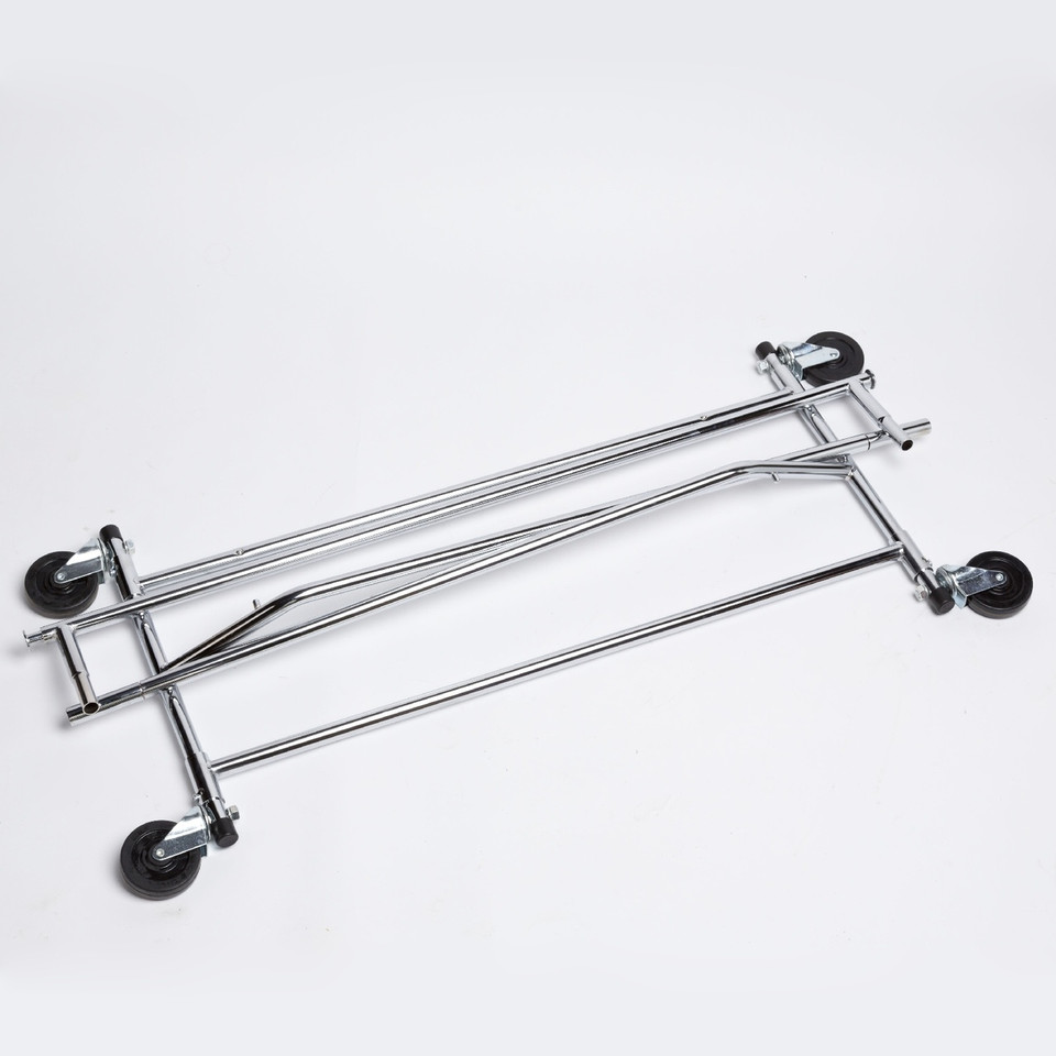 Single Rail Folding Rolling Clothing Rack | Product Display Solutions