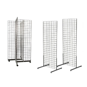 4 Sided & Double Sided Gridwall Display's | 24"W x 60"H | Black