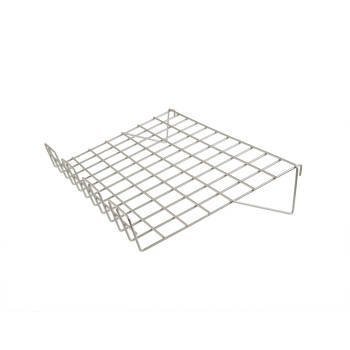 14"D x 22.5"W Slanted Wire Shelf with 3" Lip For Grid Panels | Chrome