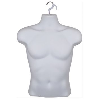 Male Upper Torso Hanging Display Form | White