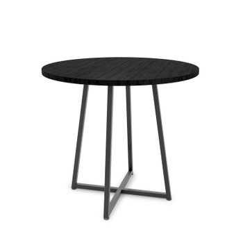 33" Round Display Table | Black Metal Base & Black Wood Topper