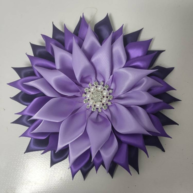 Tri-color star flower brooch - purple 7.5inch - Waju Designs