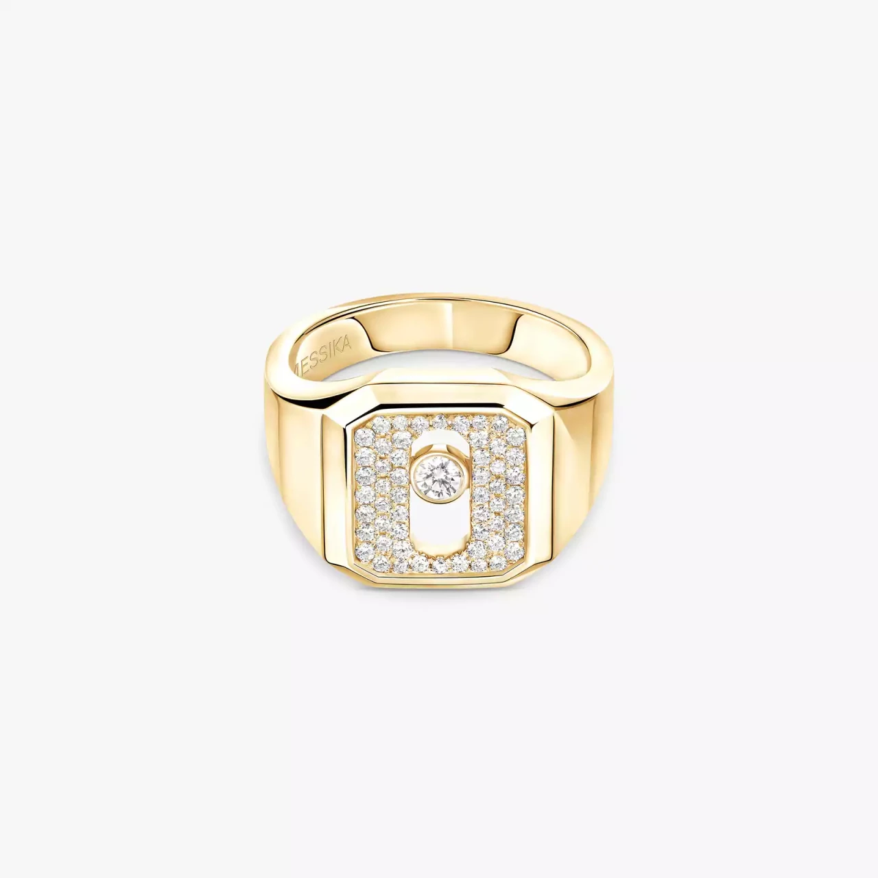 Messika Move Joaillerie Pavé Signet Ring Yellow Gold Diamond Ring ...