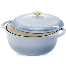 6 Quart Large Baby Blue Enamel Cast-Iron Dutch Oven Kitchen Cookware ...