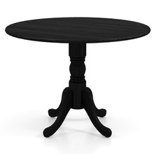 Black Solid Wood 40-inch Round Kitchen Dining Table - Rustic Farmhouse ...