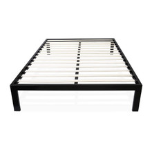 Twin size Modern Black Metal Platform Bed Frame with Wood Slats - SMITH ...