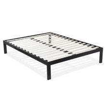 Queen size Modern Black Metal Platform Bed Frame with Wood Slats ...