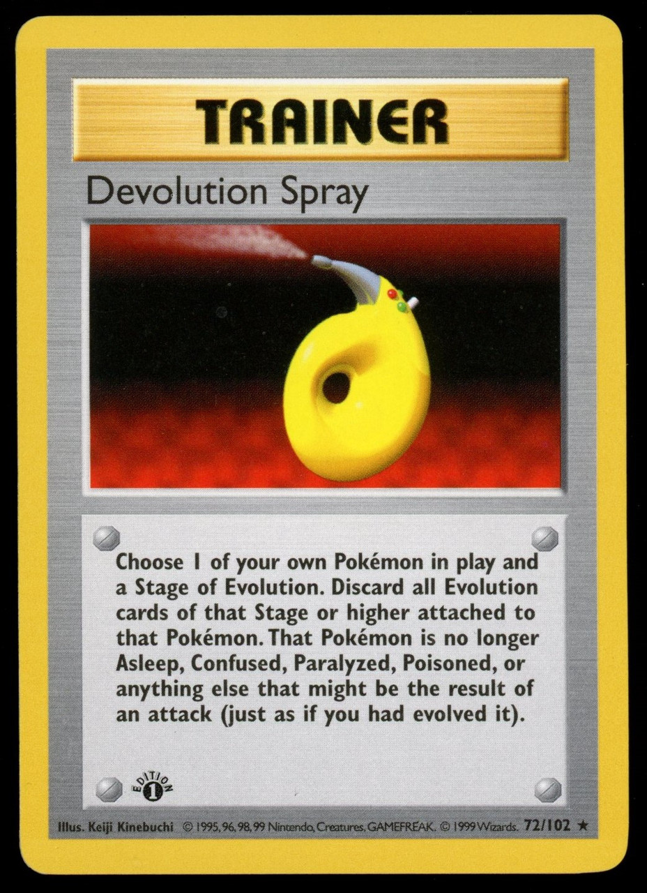 Pokemon Devolution Spray Base Set 1st Edition Shadowless #72/102 ...