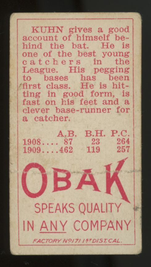 1911 T212 Obak Walt Kuhn Fair/Good (Creases) - Legends Fan Shop