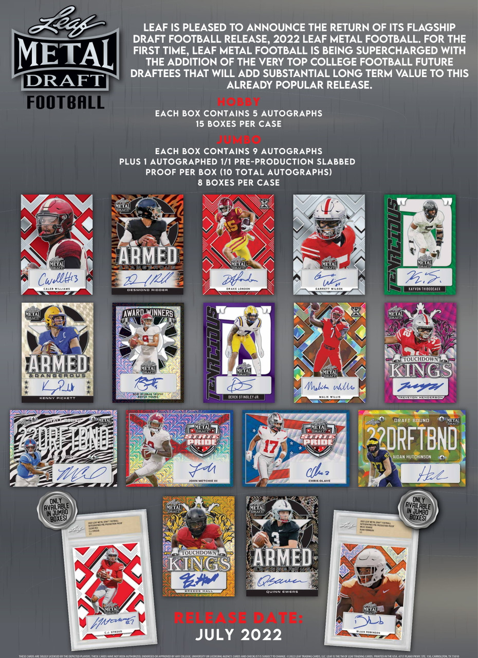 2022 Leaf Metal Draft Football Hobby Box - Legends Fan Shop