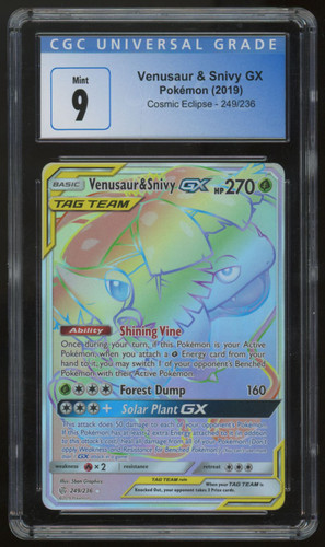 Pokemon Venusaur & Snivy GX Cosmic Eclipse Rainbow Secret #249/236 CGC ...