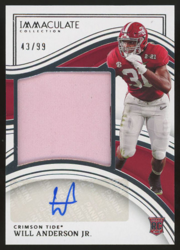 2023 Immaculate Will Anderson Jr. RC Patch Auto RPA /99 #47 - Legends ...