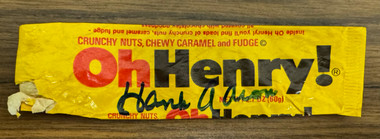 Hank Aaron Signed Autographed Oh Henry! Candy Wrapper JSA - Legends Fan ...