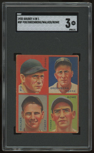 1935 Goudey 4 in 1 Fox Greenberg Walker Rowe #8F SGC 3 - Legends Fan Shop